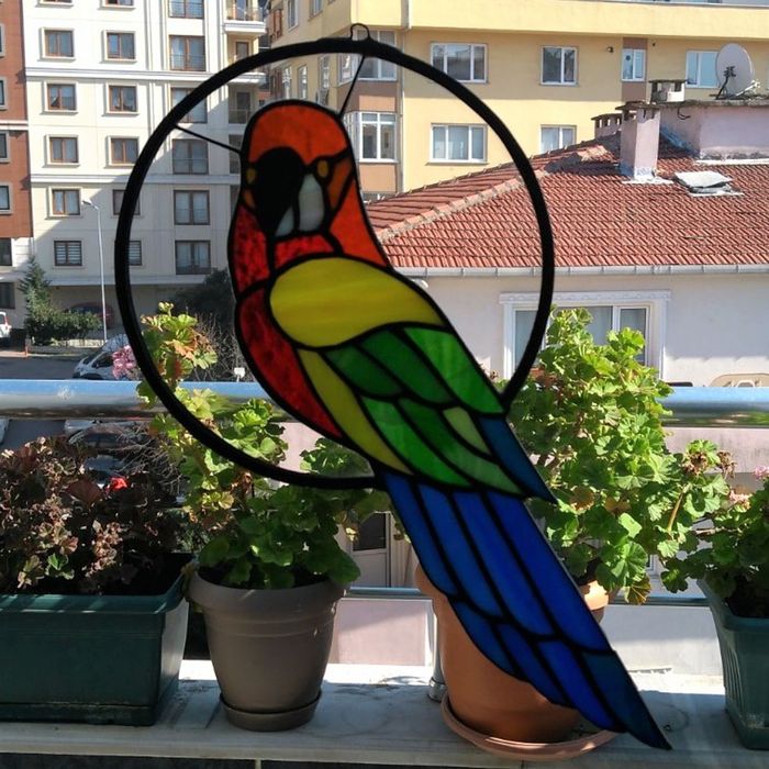 Macaw Parrot Stained Glass Sun Catcher » Nurçin Dize Vitray & Mozaik